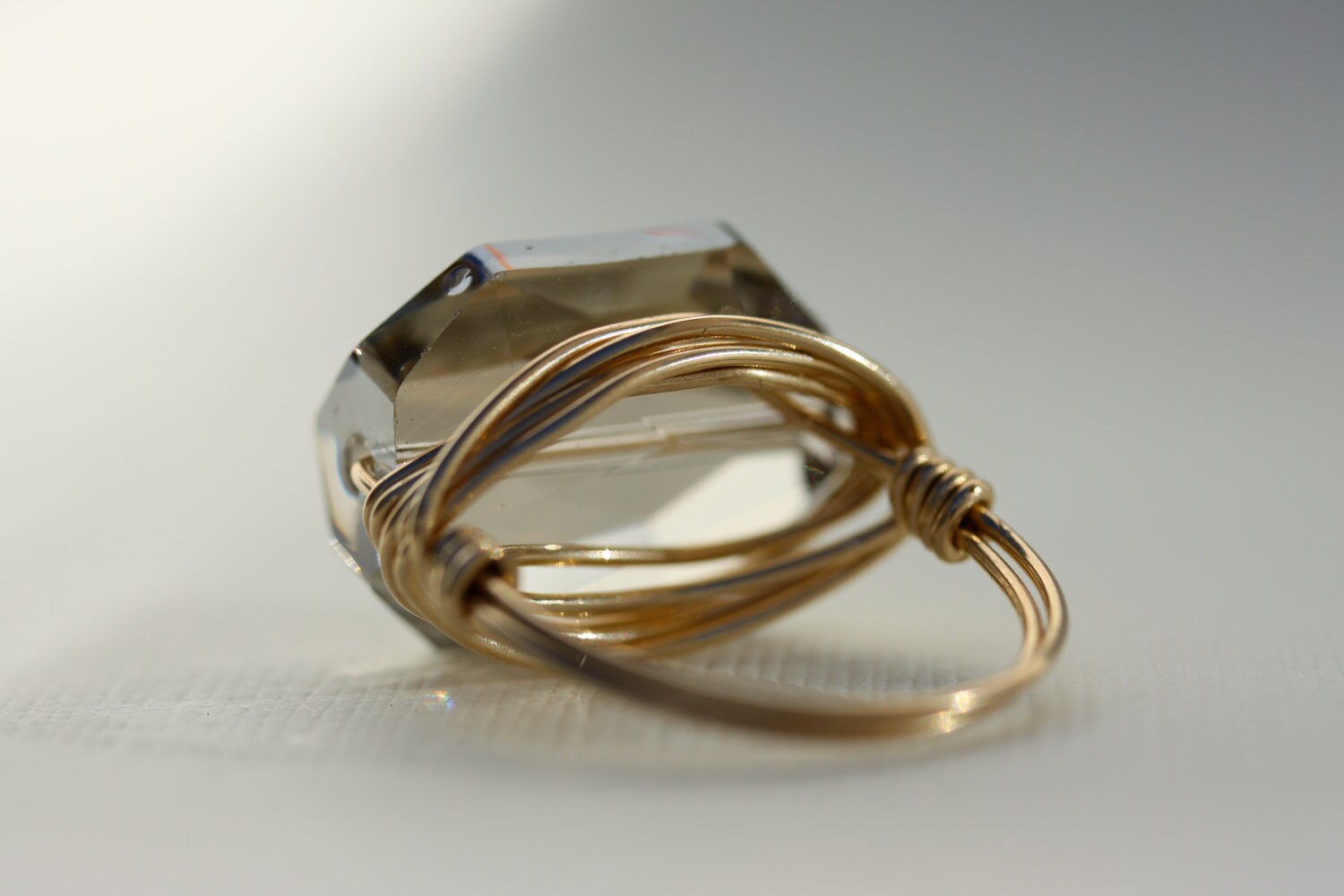 Gold Wirewrapped Ring Gold Ring Gem Pops. Swarovski Crystal in Silver ...