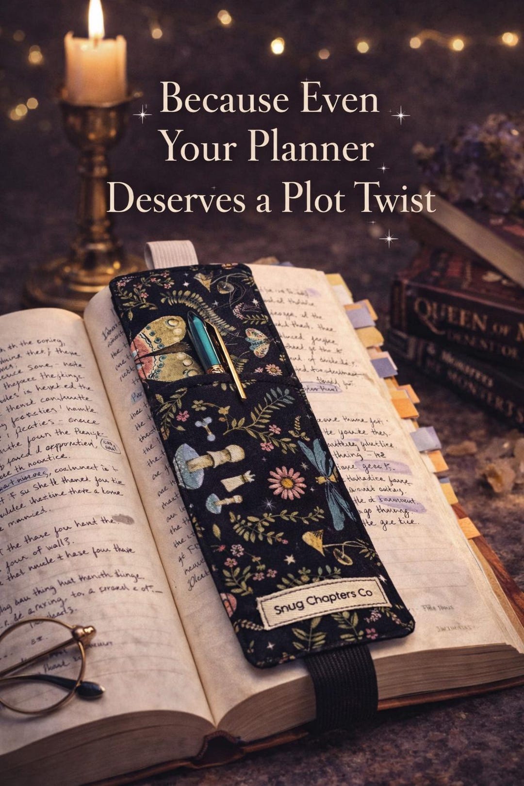 Fantasy Reader Planner Strap With Pen Holder | Dark Academia Notebook ...