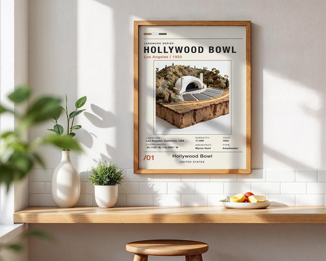 Hollywood Bowl Miniature Diorama Poster | Los Angeles Landmark Wall Art ...