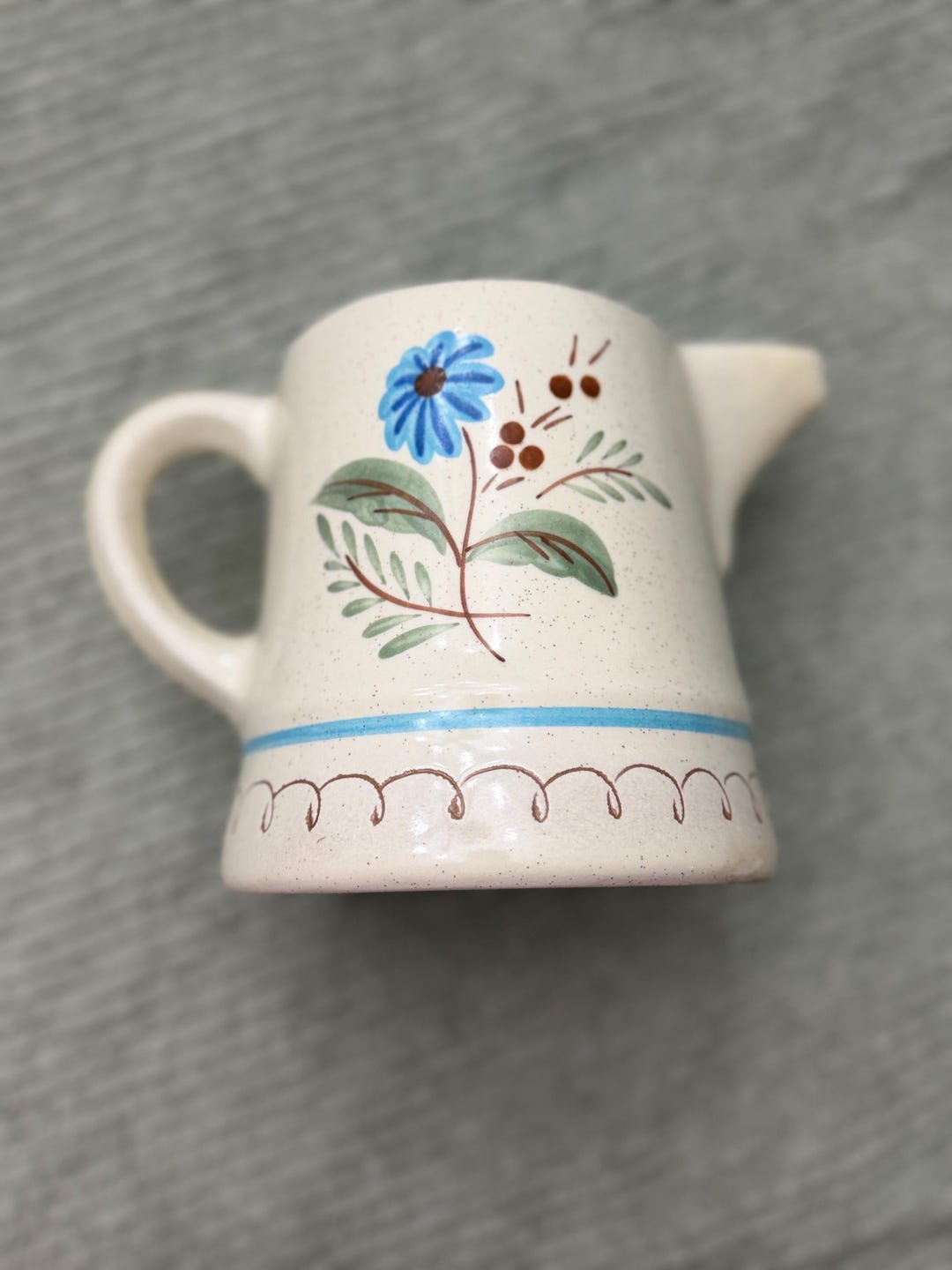 Vintage Stangl Pottery Creamer Pitcher – Hand Painted Blue Flower ...