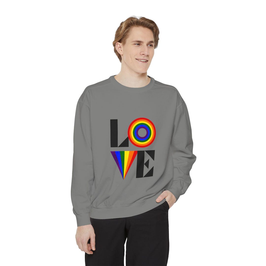 Rainbow LOVE Sweatshirt | Pride LGBT Rainbow Graphic Sweatshirt - Etsy