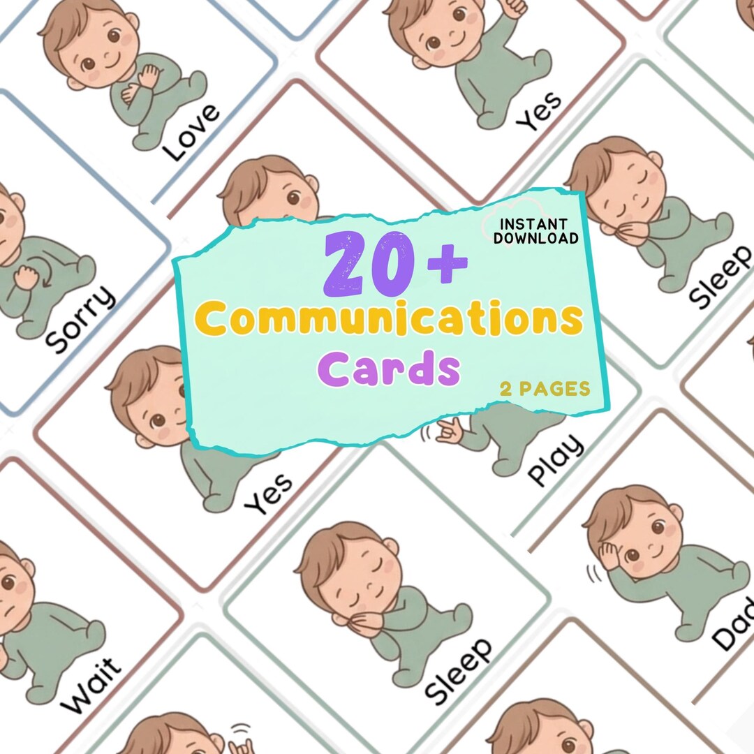 24 Baby Sign Language Poster for Toddlers, ASL Communication Cards ...