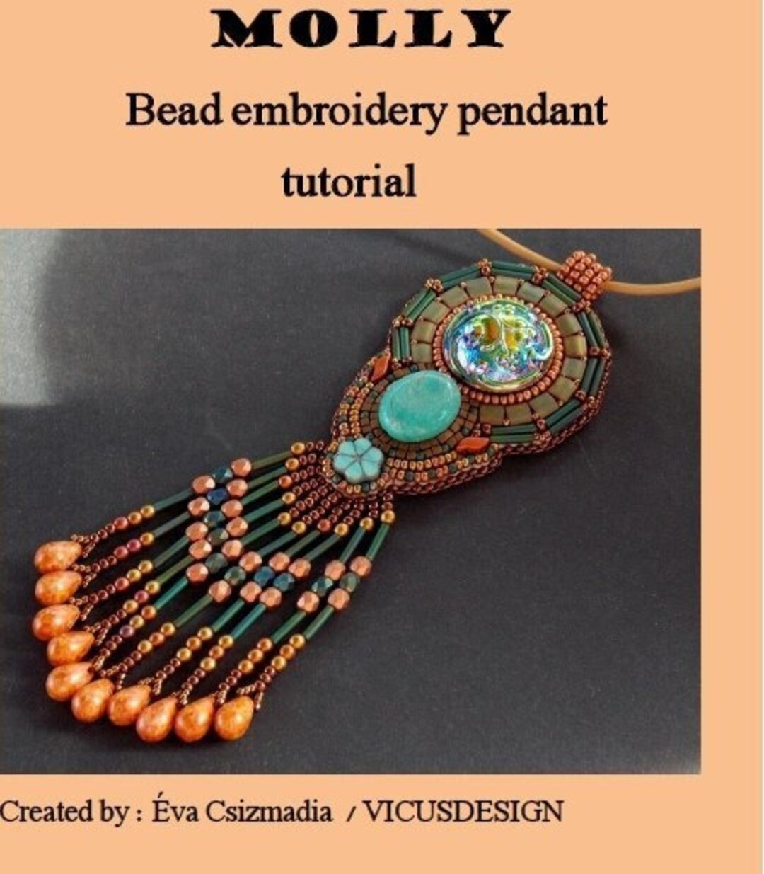 Molly Necklace Pattern , Tutorial ,pattern, Bead Embroidery ,beading ...