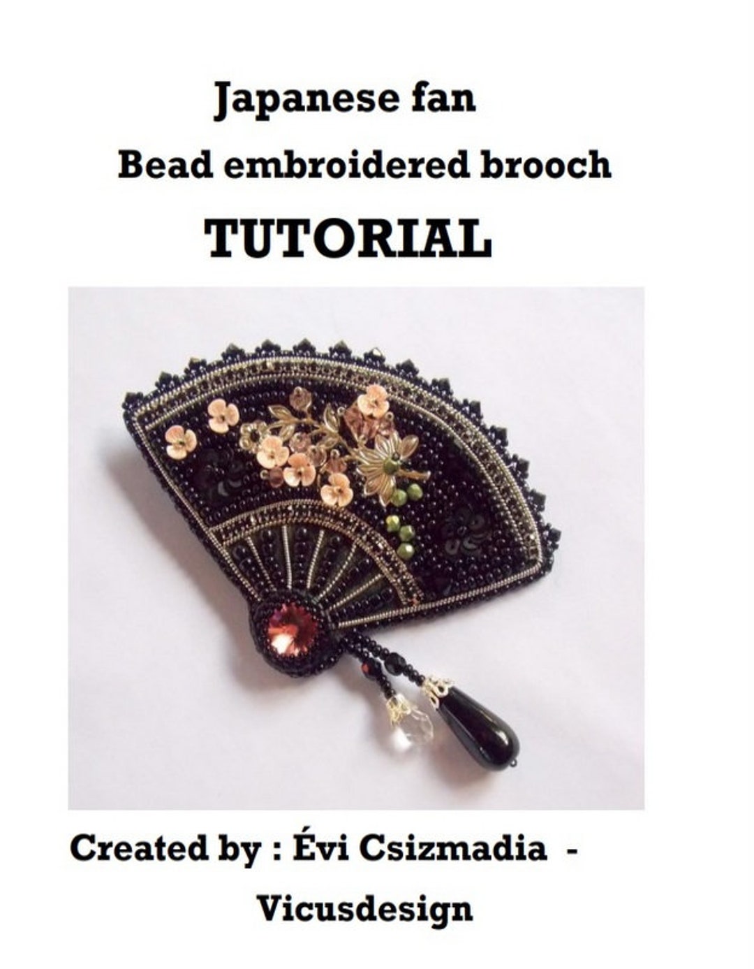 DIY ,KIT, Pattern, Tutorial and Materials , Japanese Fan Brooch ...