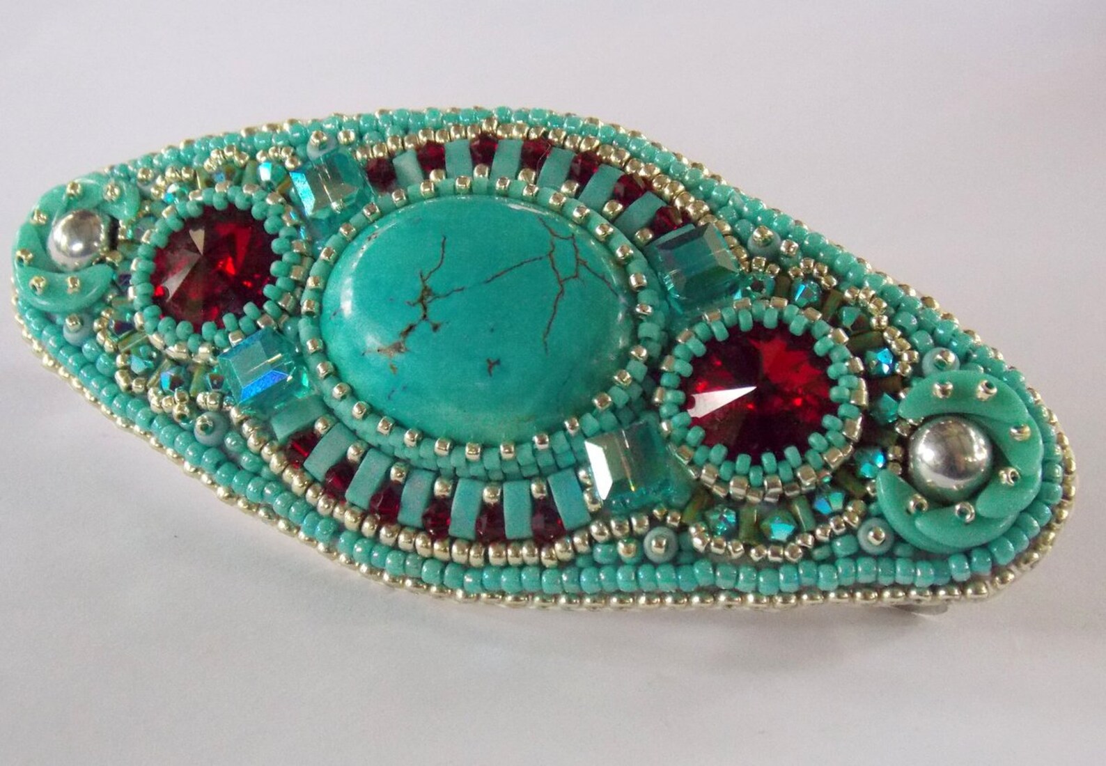 Gemstone Barrette Pattern turquoise Dreams Hairpin Barrette - Etsy