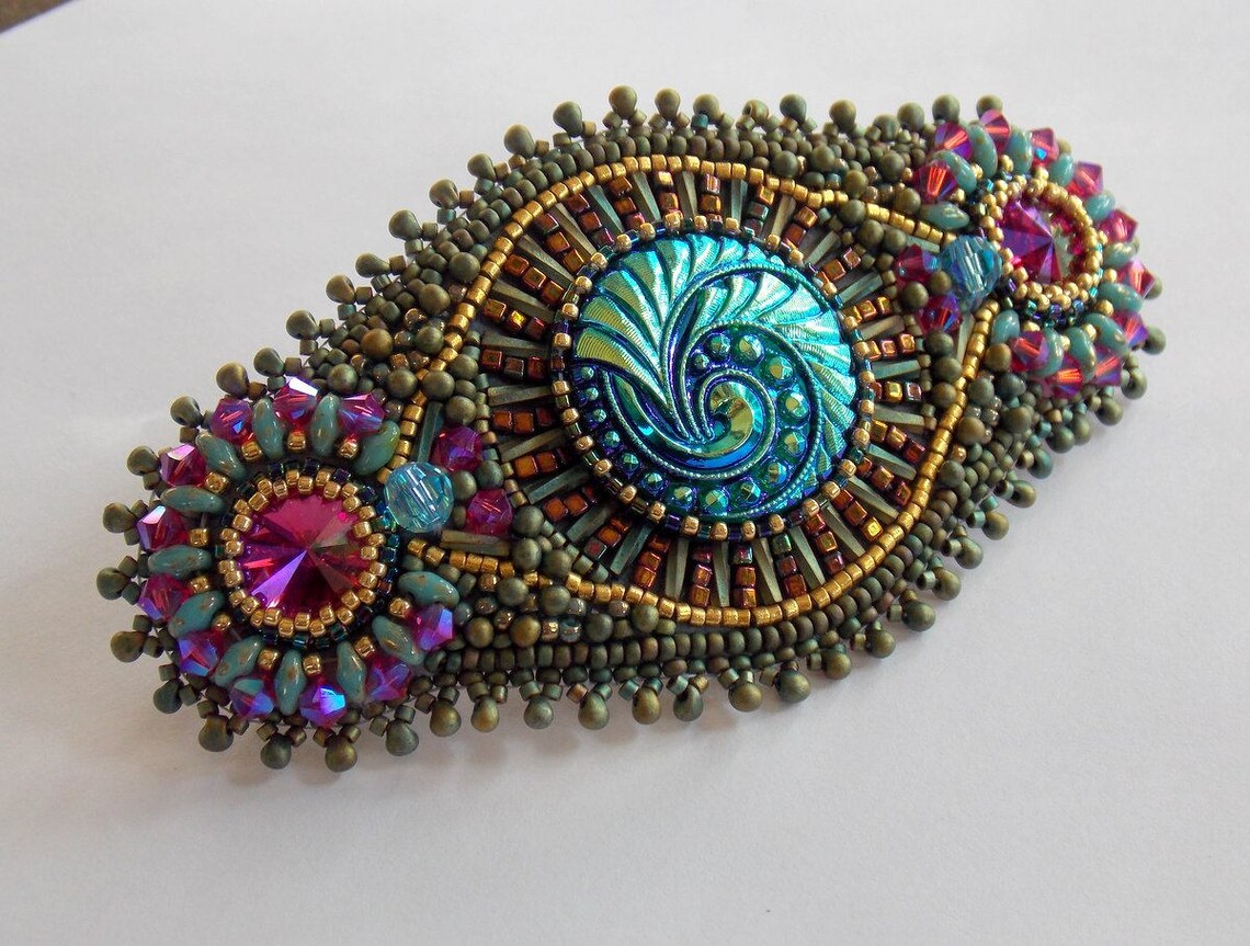 Pirates Barrette Bead Embroidery Swarovski Jewelry Czech | Etsy