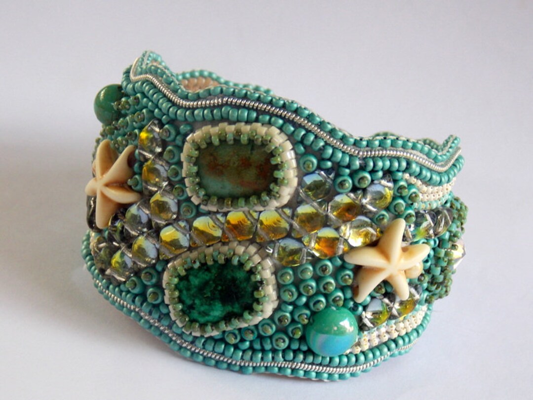 Sunset Bracelet , Cuff, Sea Colors, Bead Embroidery, Trending Jewelry ...
