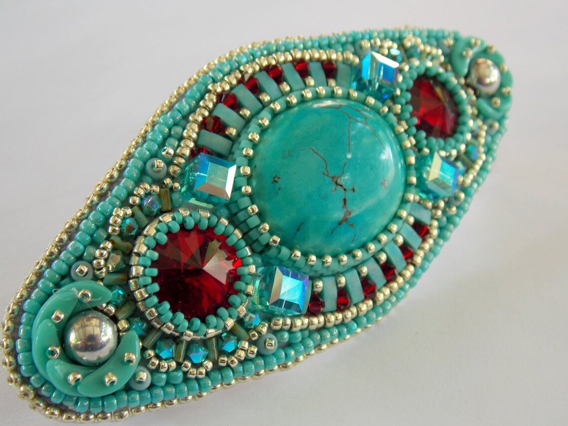 Gemstone Barrette Pattern turquoise Dreams Hairpin Barrette - Etsy