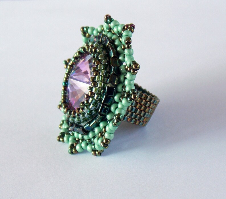 Tutorial ,pattern, Bead Embroidery ,beading Pattern , Instructions Only , Lace Ring, Ring ...