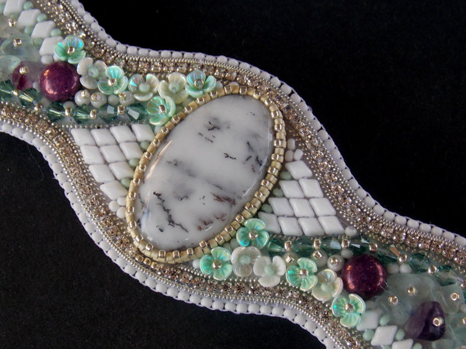 Awakening Nature Bracelet , Cuff, Fresh Colors, Bead Embroidery, Trending Jewelry , Modern Style ...