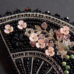 Japanese Fan Brooch , Bead Embroidery, Brooch, Seed Bead Jewelry ...