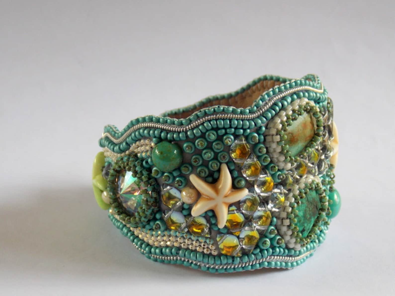 Sunset Bracelet , Cuff, Sea Colors, Bead Embroidery, Trending Jewelry ...