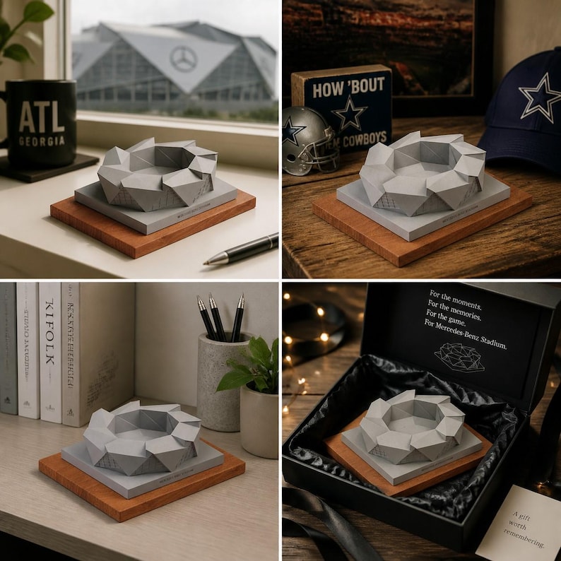 Mercedes-benz Stadium Concrete Model Desktop Decor | Custom Engraved ...