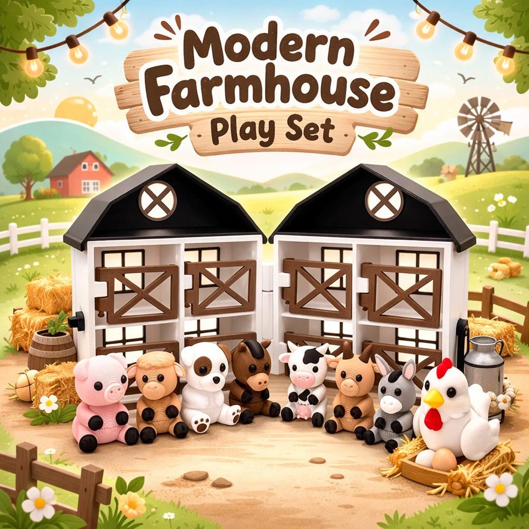 Modern Farmhouse Travel Barn Play Set | Montessori Kids Play | Farm ...
