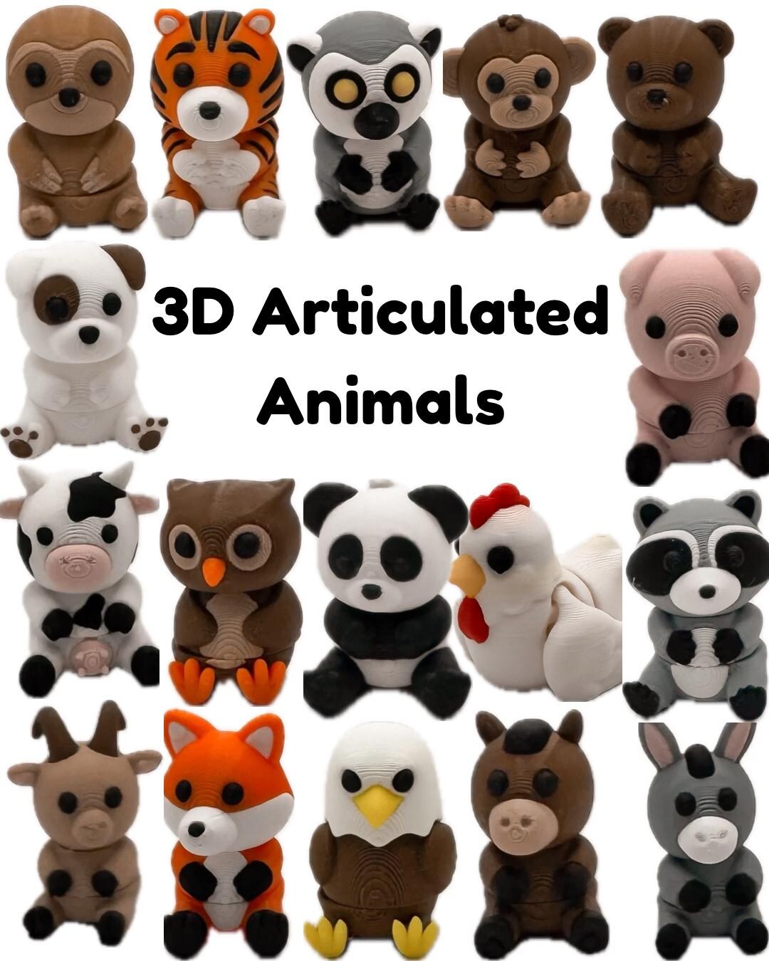 3D Printed Articulated Animals | Farm, Woodland, and Rainforest Animals ...