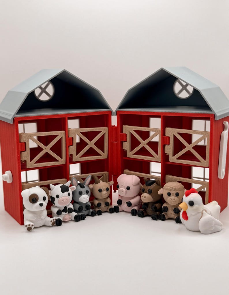 Classic Travel Barn Play Set | Montessori Kids Play | Farm Animals Set ...