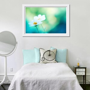 Teal floral print botanical art print flower print nature | Etsy