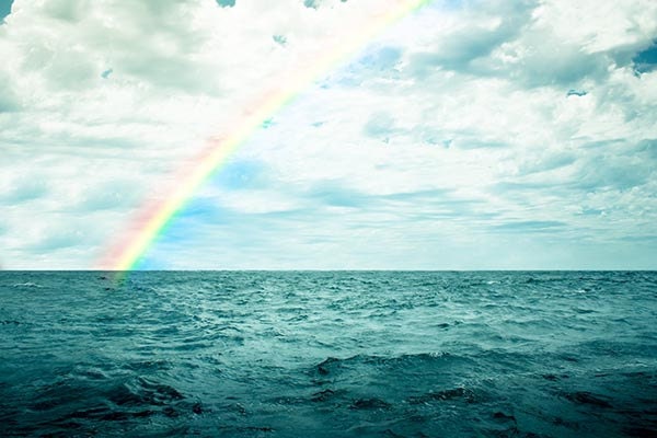 Ocean photography nautical decor rainbow over ocean coastal | Etsy