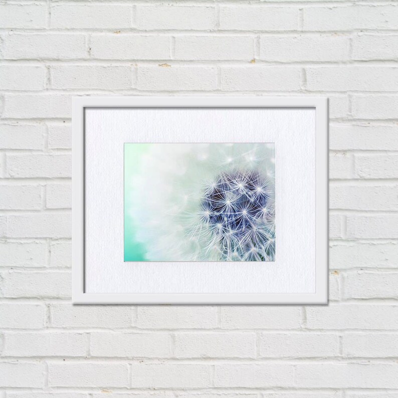 Botanical Dandelion Photography Teal Wall Art Print 8x10 8x12 | Etsy