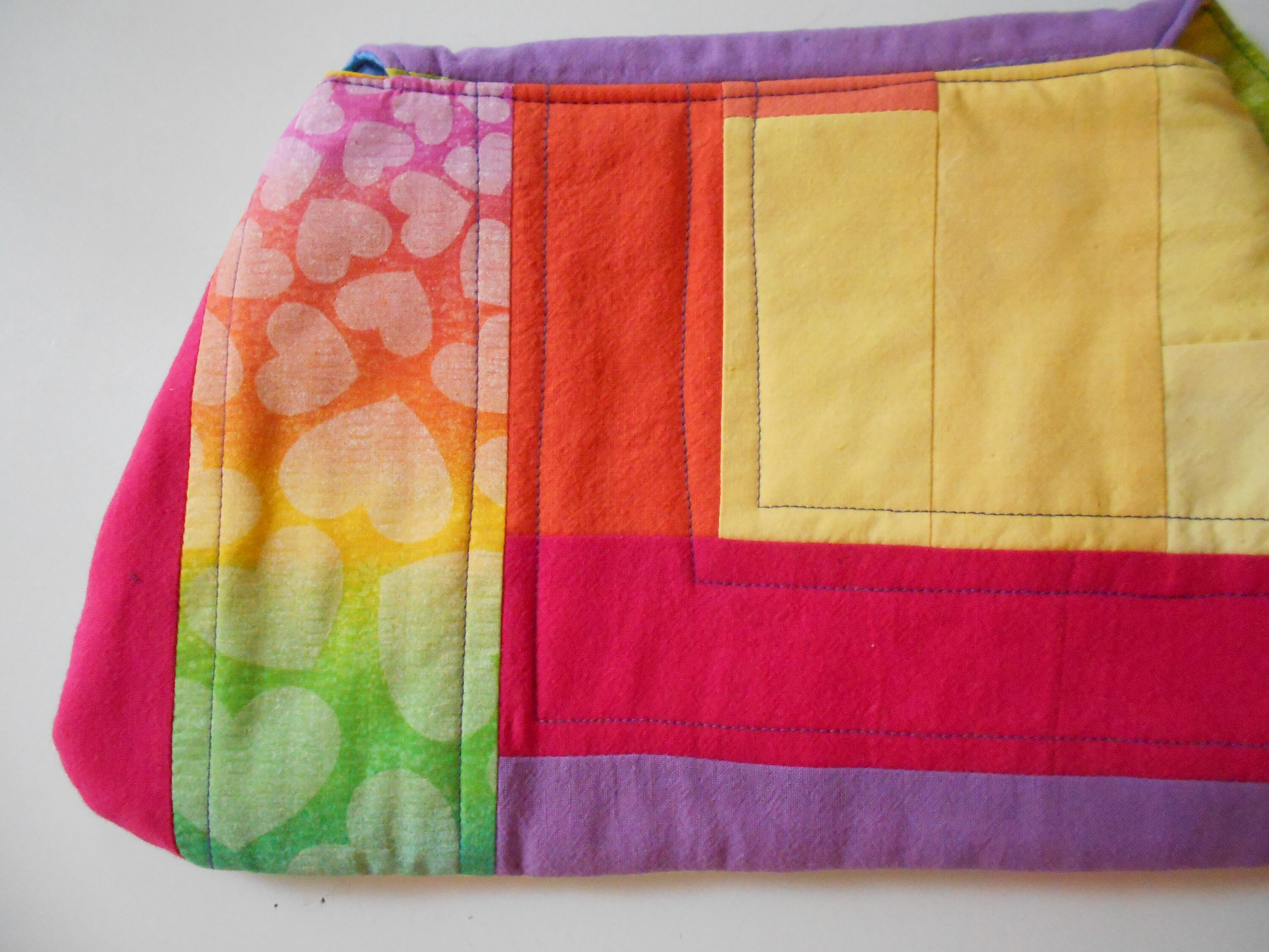 Small Quilted Handbag Clutch Purse Rainbow Hearts Cotton - Etsy