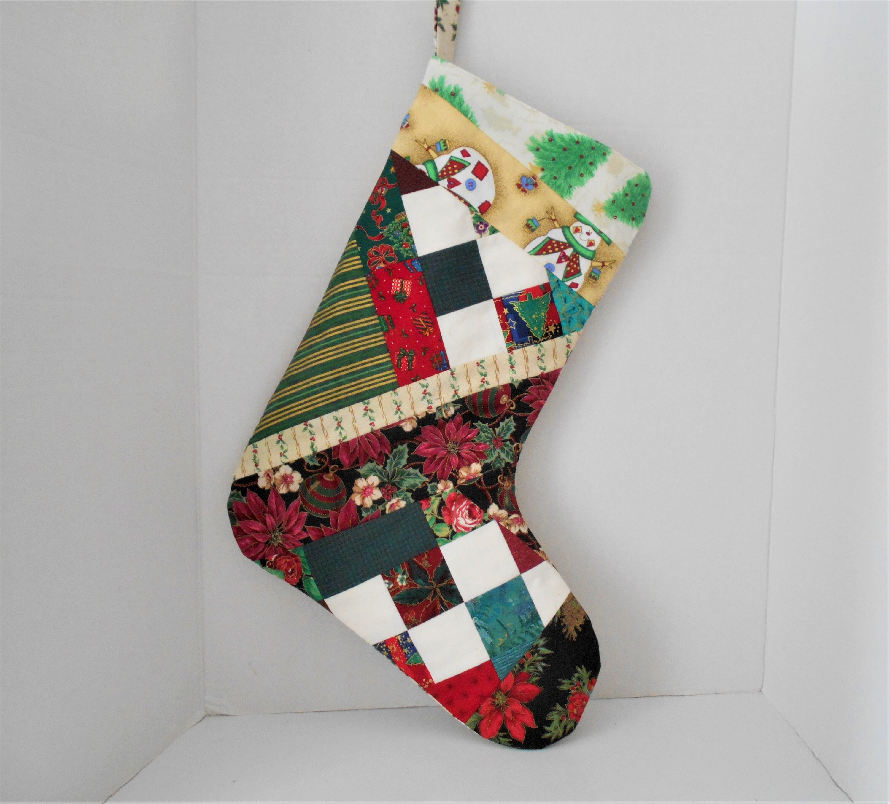 Large Christmas Stocking Handmade Quilted Checks Plus - Etsy