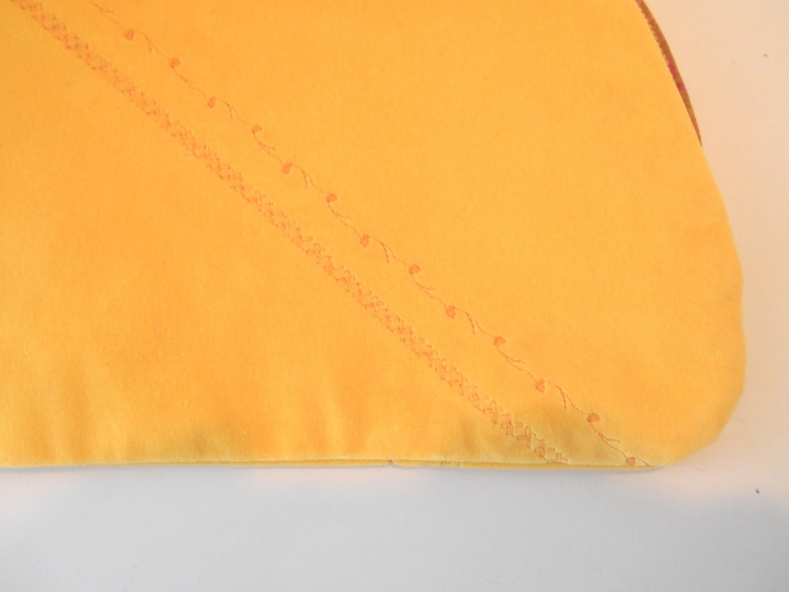 Golden Yellow Velvet Clutch Purse Evening Bag With Cotton Print ...