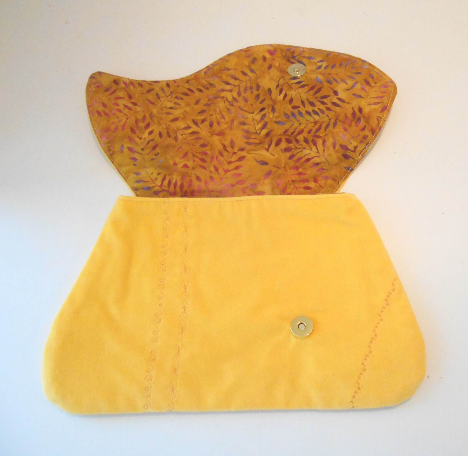 Golden Yellow Velvet Clutch Purse Evening Bag With Cotton Print ...