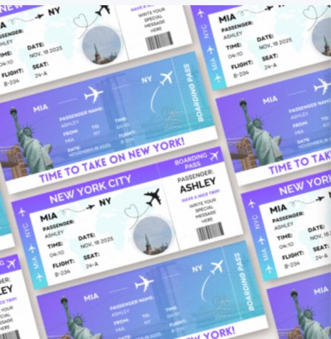 Personalized Boarding Pass Ticket Printable | Custom Travel Surprise ...