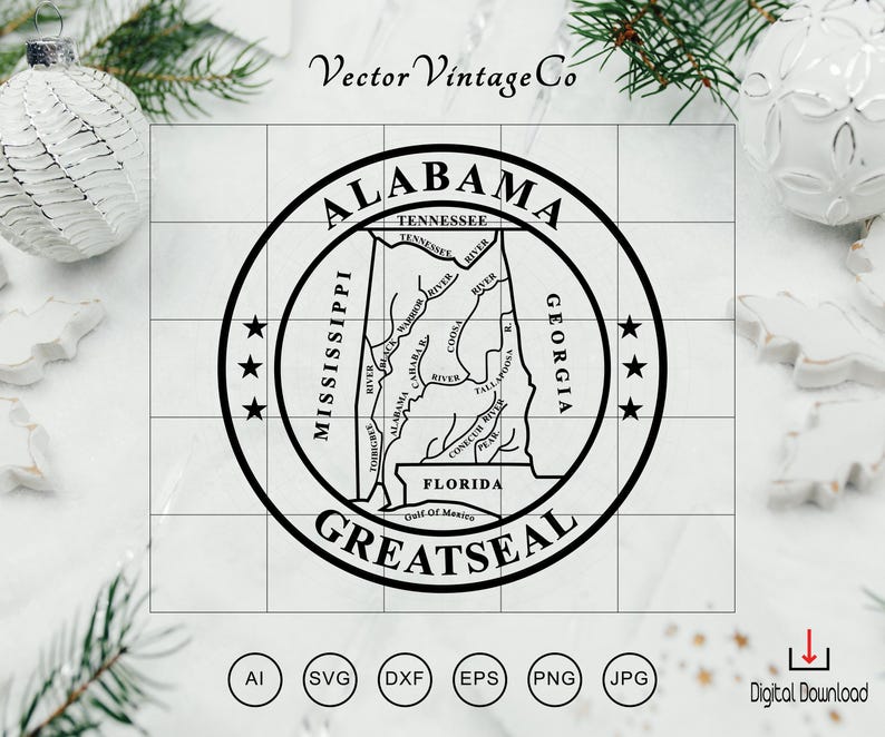 Vintage Alabama Seal Vector | State Map Logo (digital Download) - Etsy