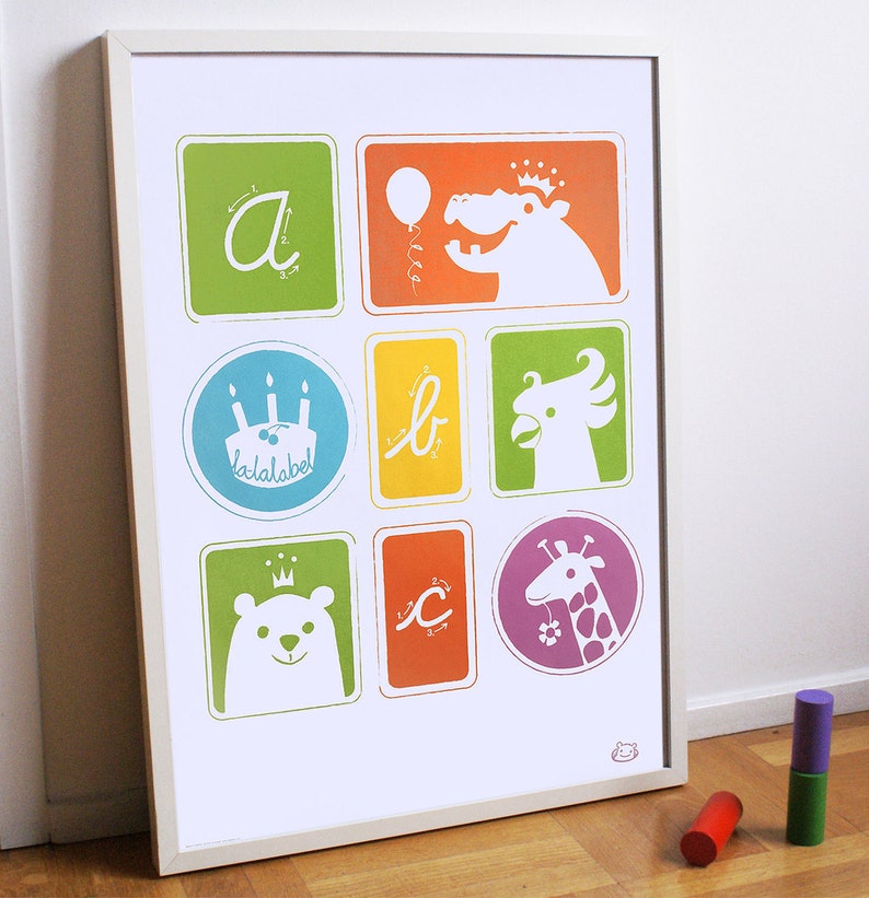 Childrens Colourful Illustrated ABC Poster, 50x70 Cm. - Etsy