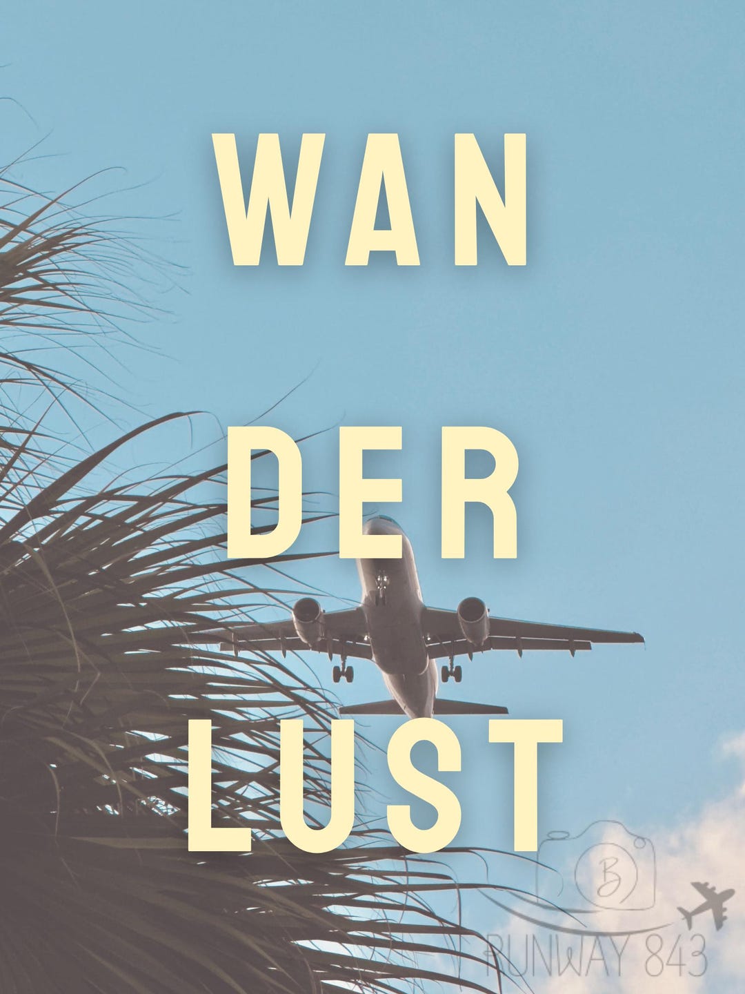 Wanderlust Airplane Poster Print Download - Yellow - Etsy