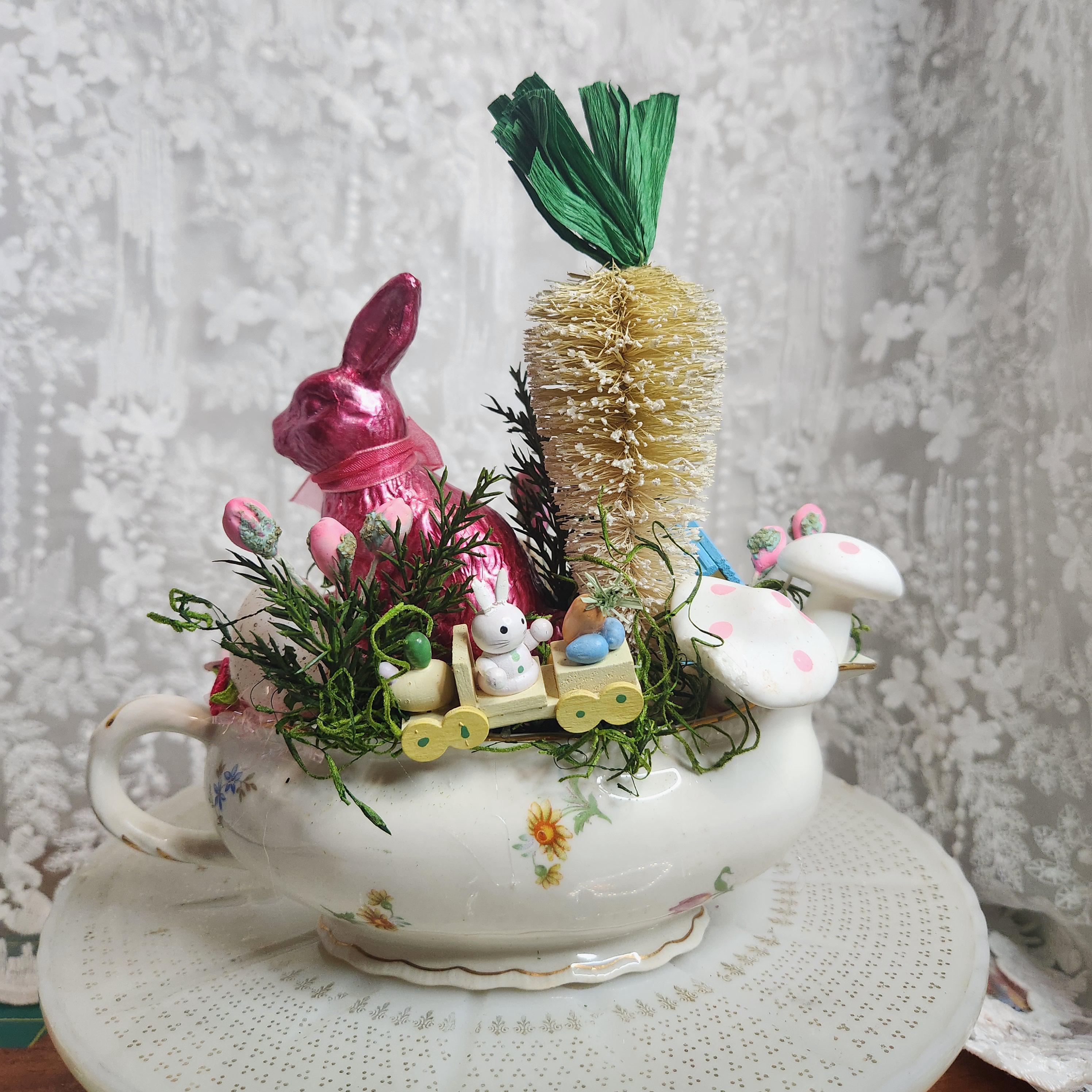 Easter Vintage Gravy Boat Assemblage, Quirky Spring Centerpiece - Etsy