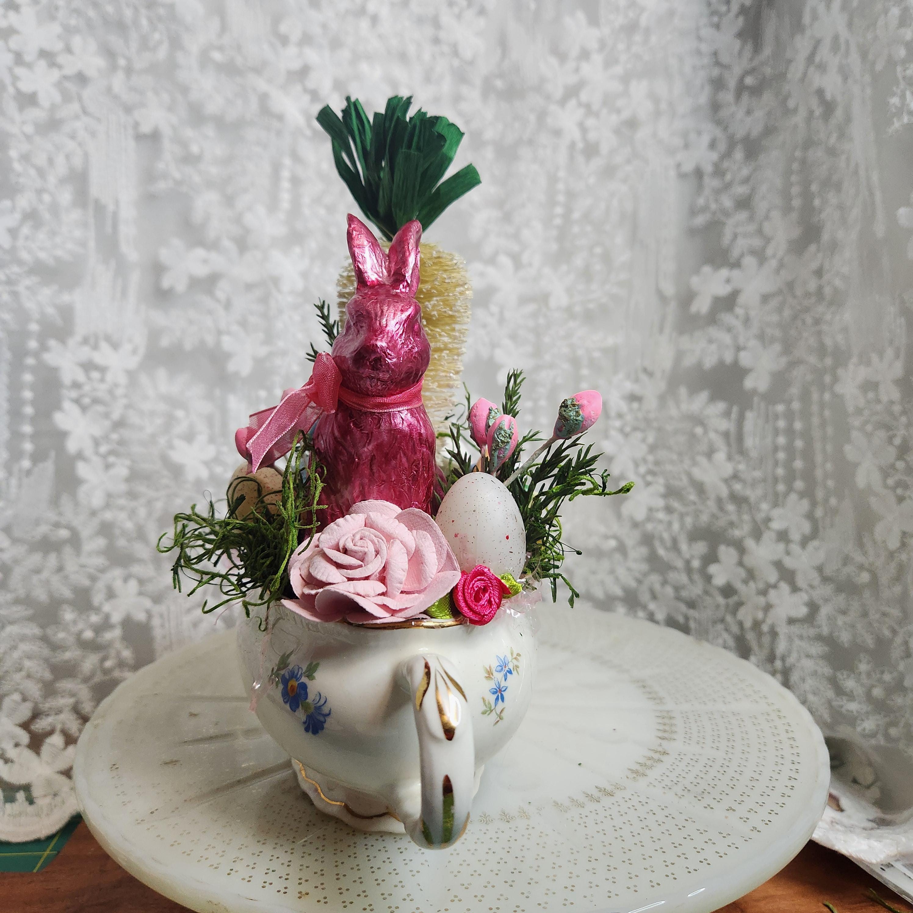 Easter Vintage Gravy Boat Assemblage, Quirky Spring Centerpiece - Etsy