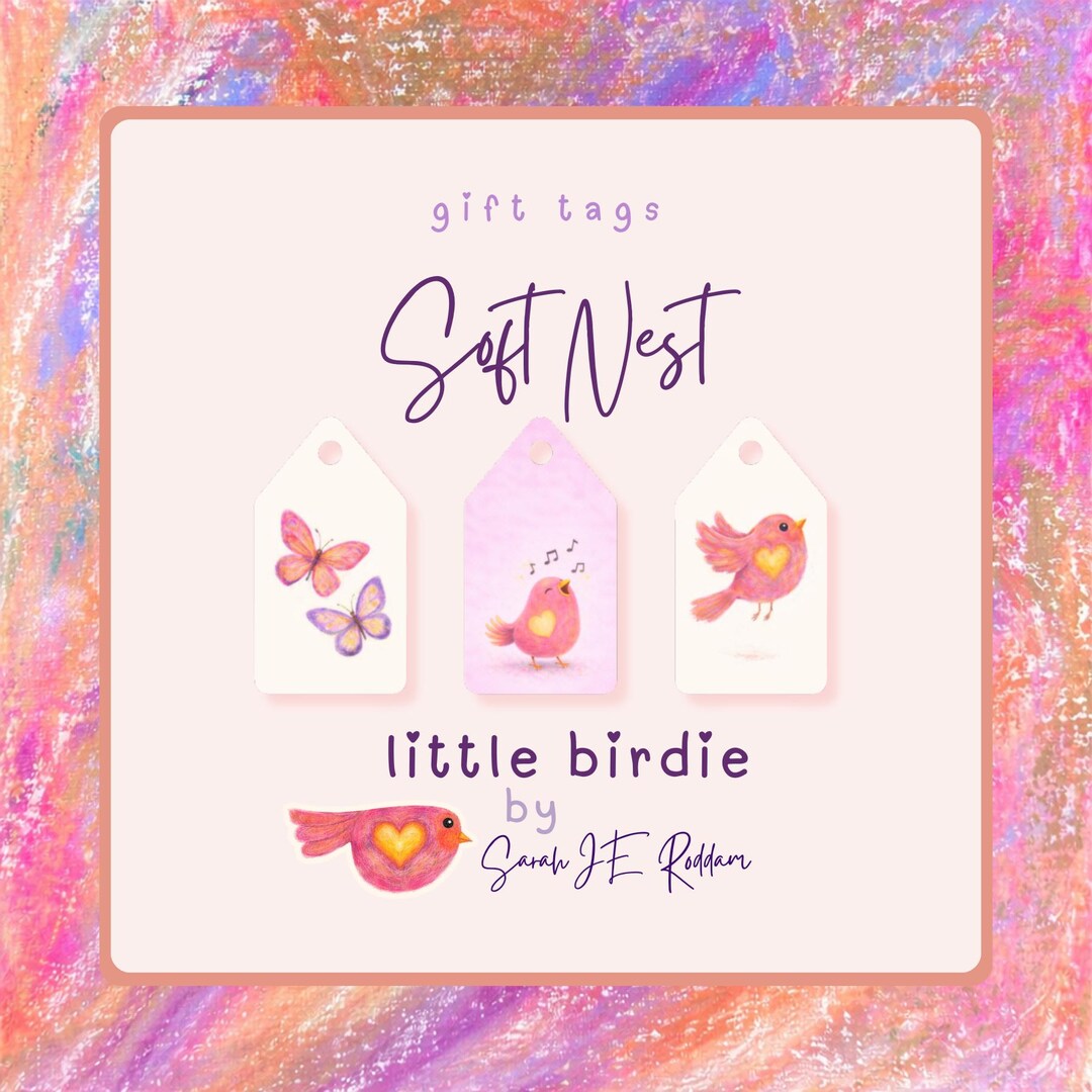 Soft Nest Gift Tags Printable - A4 Bird and Butterfly Tags, Pink Pastel ...