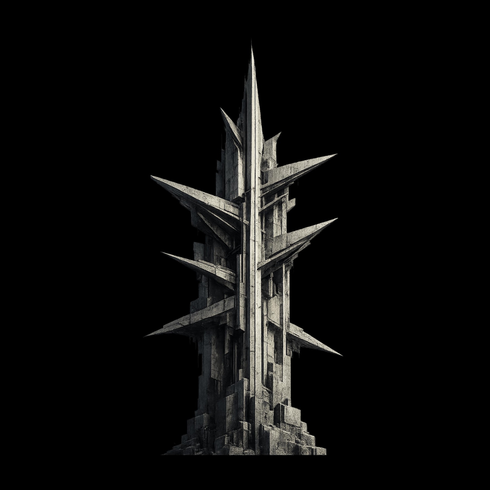 Brutalist Abstract Monument Wall Art, Vertical Concrete Structure ...