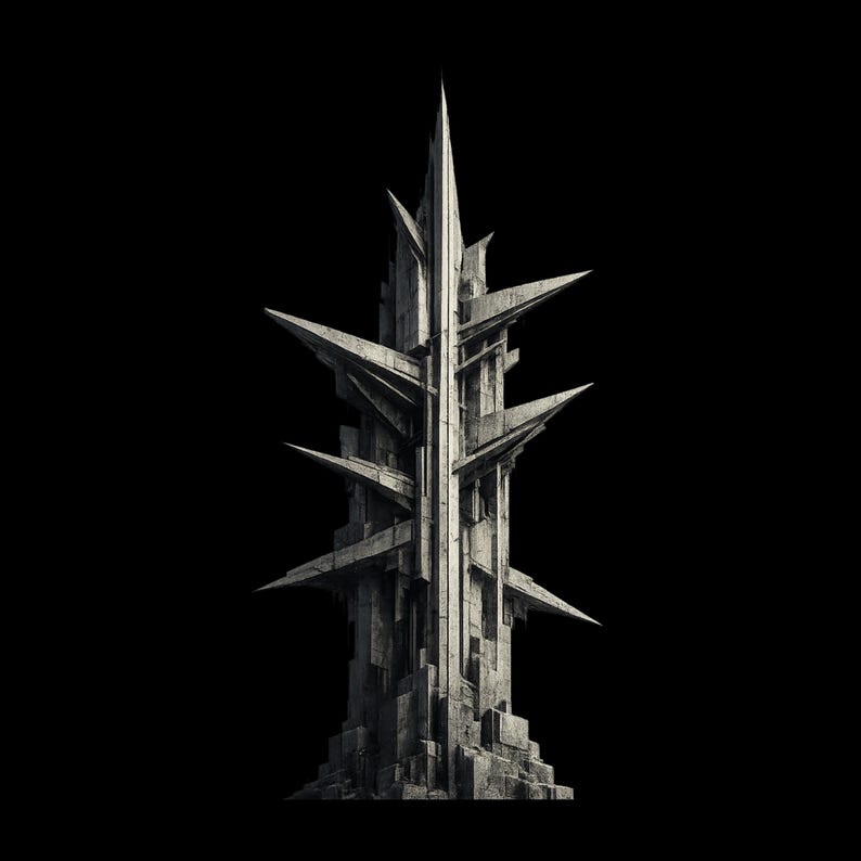 Brutalist Abstract Monument Wall Art, Vertical Concrete Structure ...