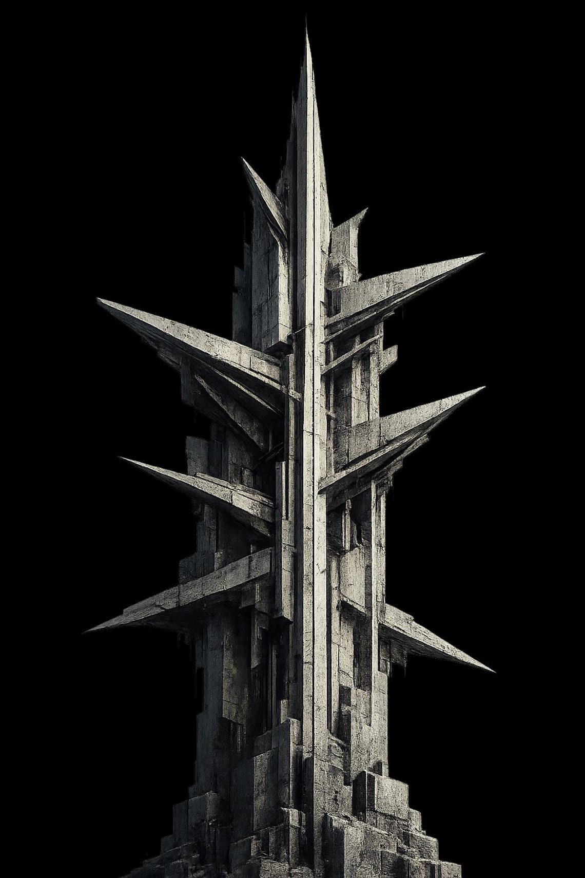 Brutalist Abstract Monument Wall Art, Vertical Concrete Structure ...