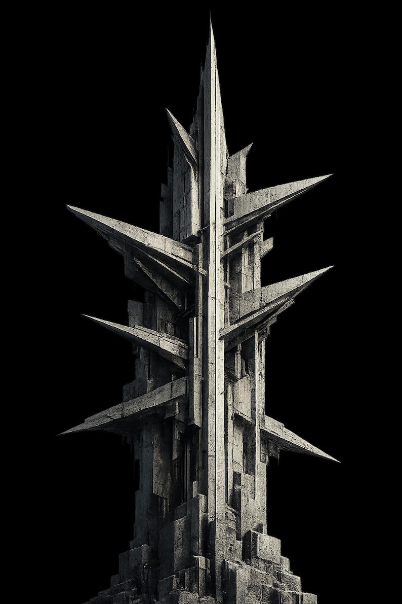 Brutalist Abstract Monument Wall Art, Vertical Concrete Structure ...