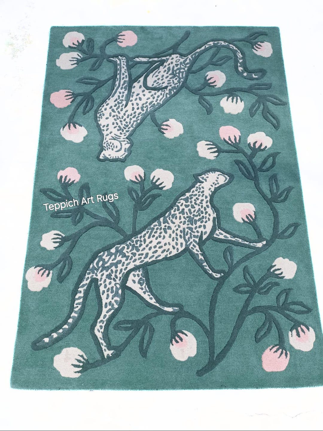 Exotic Leopard Vine Art Carpet Jungle Grace Leopard Floral Carpet 6x9 ...