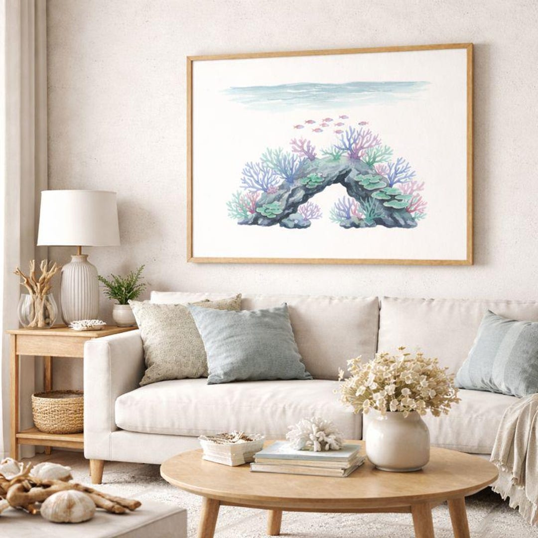 Coral Reef Arch Watercolor Print | Aquarium Wall Art | Printable ...