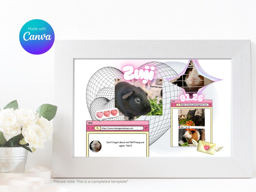 Custom Pet Photo Collage Y2K Template | Matchbook Style Keepsake ...