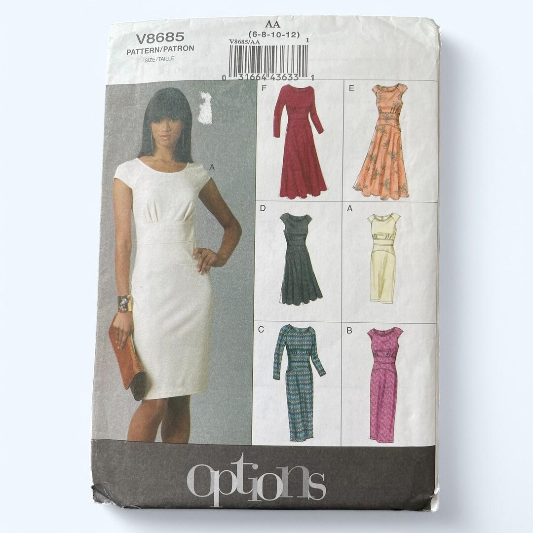 Vogue Options V8685 Sewing Pattern Dress Sz 6 8 10 12 Uncut Complete FF ...