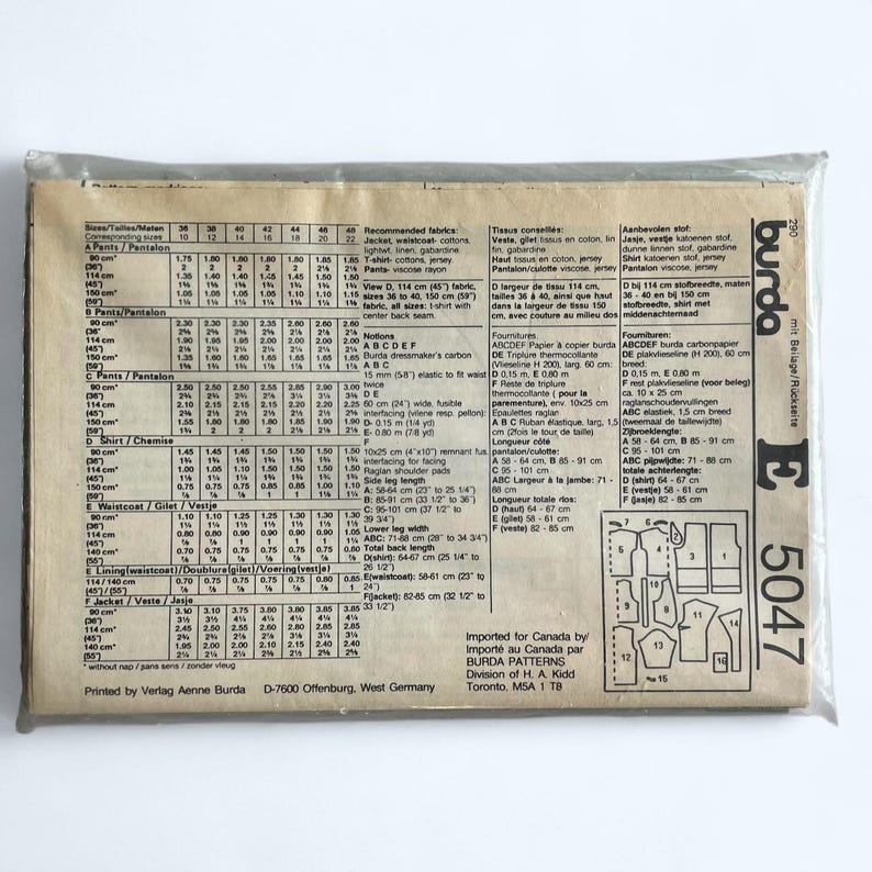 Burda Super Combination Sewing Pattern 5047 FF Uncut Sz 10 - 22 VTG - Etsy