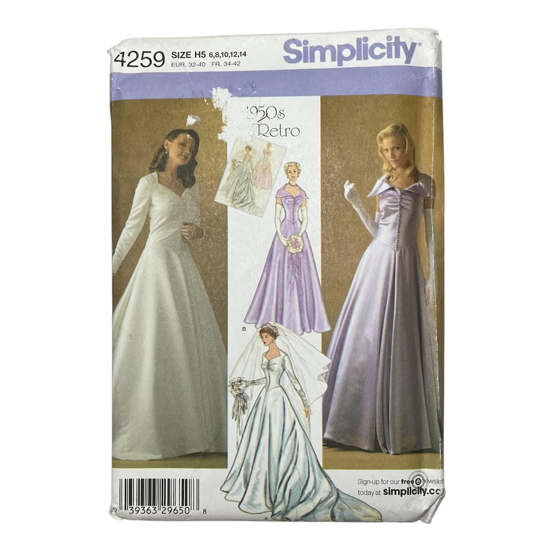 Simplicity Pattern 4259 Wedding Formal Dress Sz 6 8 10 12 14 Uncut FF ...