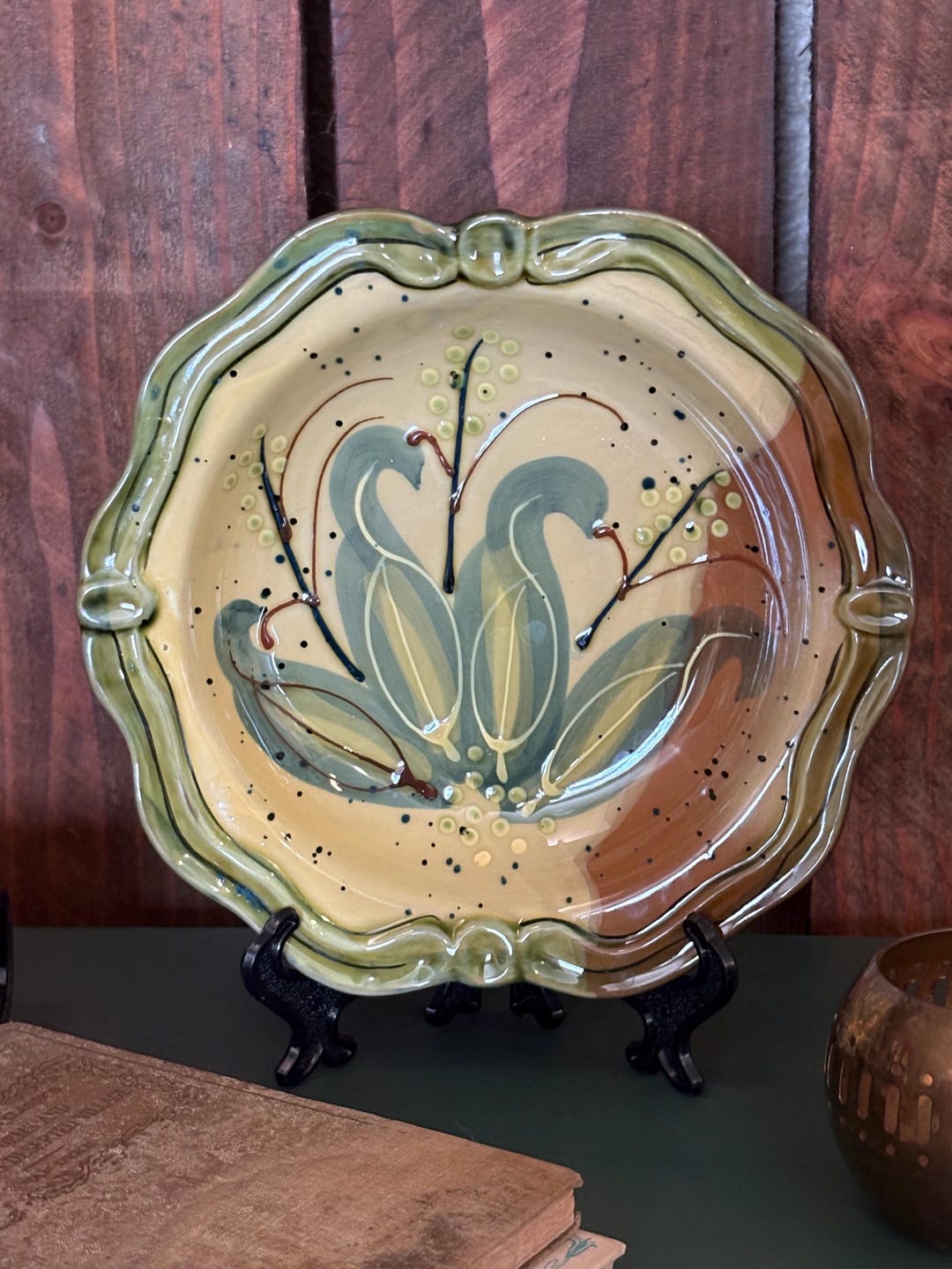 Centrum Ciene Art Pottery Plate | Nanette Vacher Hand Painted Botanical ...