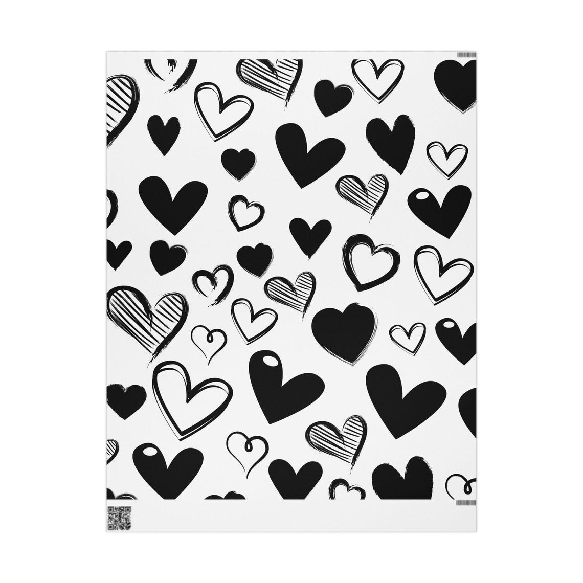 Black & White Heart Wrapping Paper - Etsy