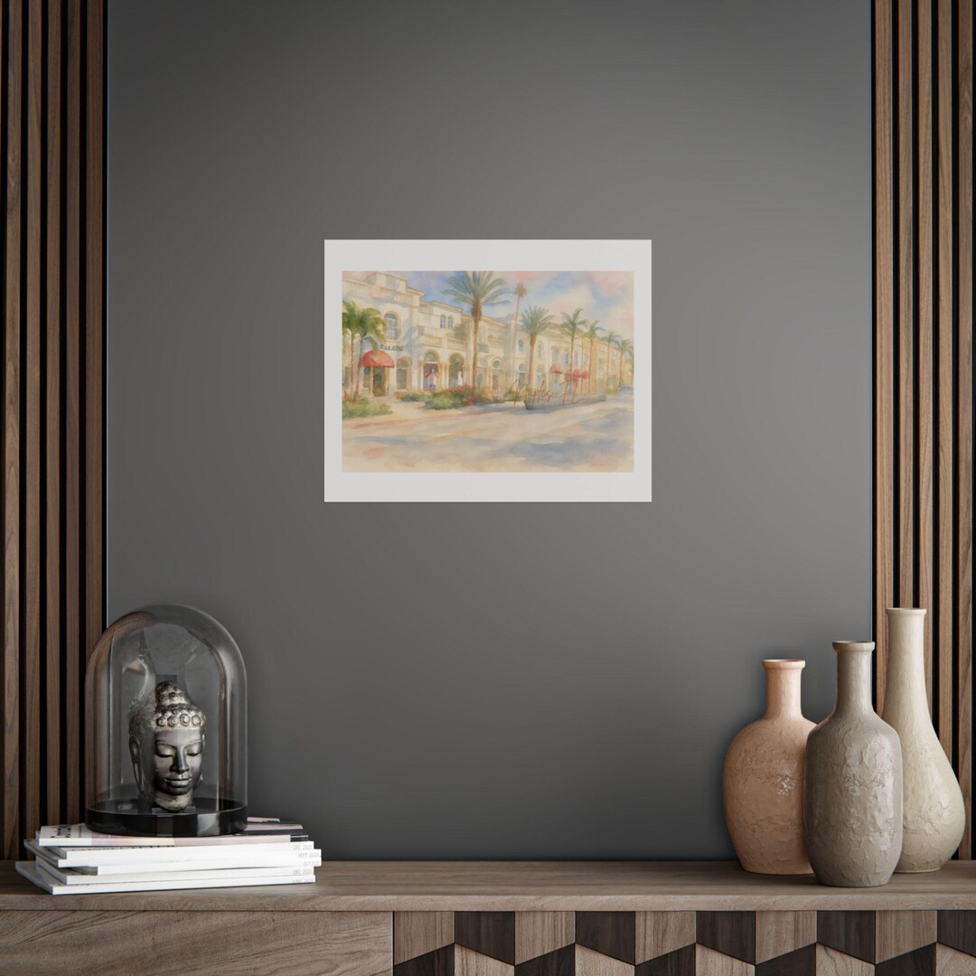 Naples Florida Watercolor Street Scene Poster | Coastal Palm Art Print ...