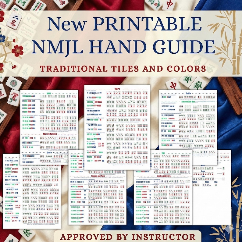 Mahjong 2026 Printable Cheat Sheet, NMJL Card 2026 Hands Guide ...