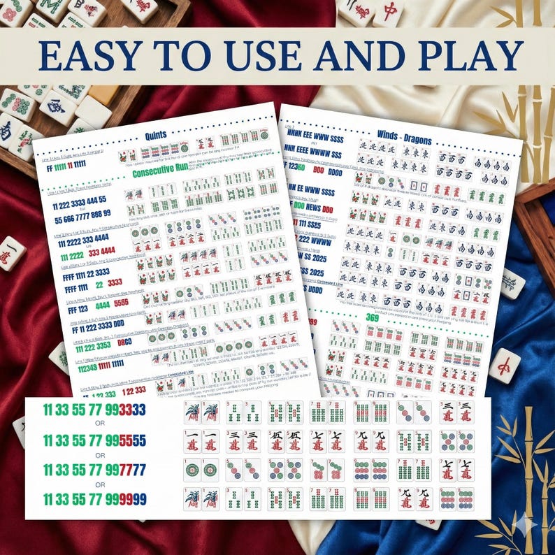 Mahjong 2026 Printable Cheat Sheet, NMJL Card 2026 Hands Guide ...