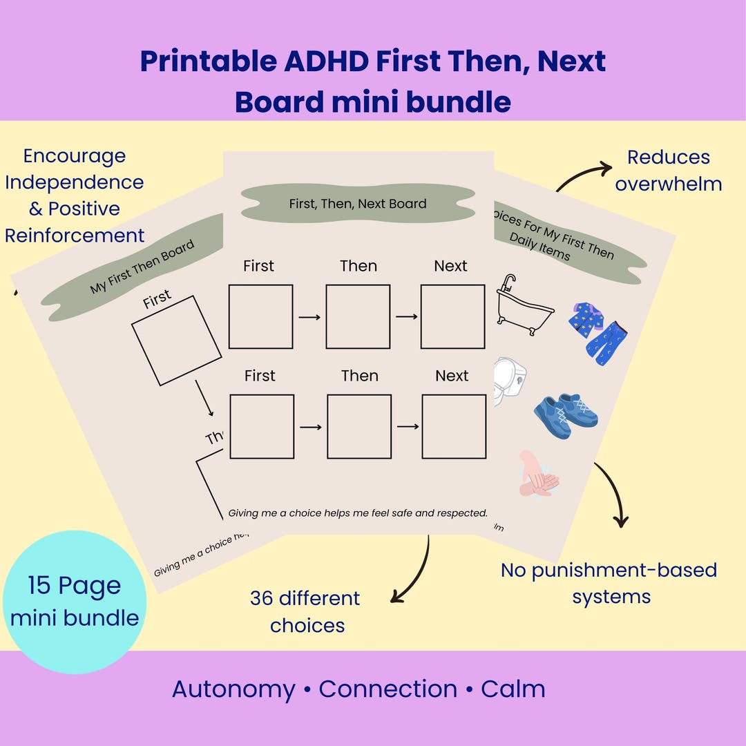ADHD Visual Schedule | First Then Next Board, Transition Support ...